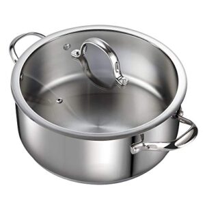 cooks standard dutch oven casserole with glass lid, 7-quart classic stainless steel stockpot, silver