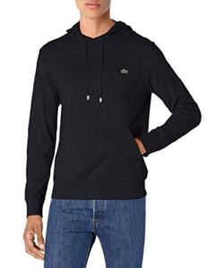 lacoste mens long sleeve hooded jersey cotton t-shirt hoodie t shirt, black, large us