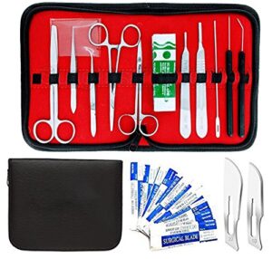 30 pcs advanced biology lab anatomy medical student dissecting kit set with scalpel knife handle blades ideal for student, hobby, taxidermy and more (des-kit-110)