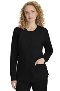 healing hands womens scrub jacket 5 pocket purple label 5063 daisy snap-up scrubs women jacket black l