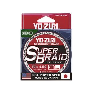 yo-zuri super braid 300 yard spool dark green 20lb