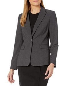 calvin klein women's big girls' one button lux blazer, charcoal, 10