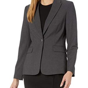 Calvin Klein Women's Big Girls' One Button Lux Blazer, Charcoal, 10