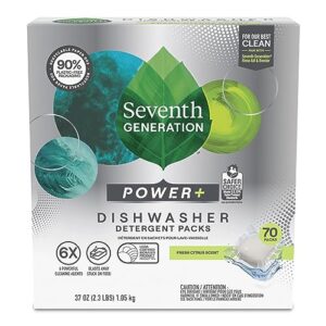 seventh generation ultra power plus dishwasher detergent packs, fresh citrus scent, 70 count (packaging may vary)