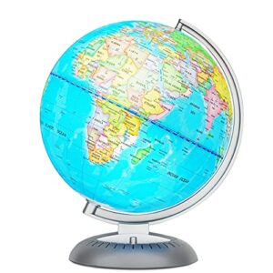 illuminated globe of the world with stand | world globe for kids learning with build in led night light | light up earth globe for children | 8” globe for home, desk, classroom