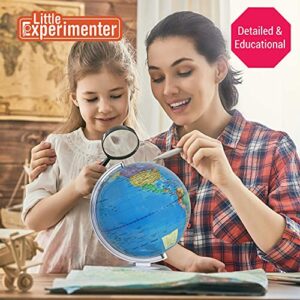 Illuminated Globe of the World with Stand | World Globe for Kids Learning with Build in LED Night Light | Light Up Earth Globe for Children | 8” Globe for Home, Desk, Classroom