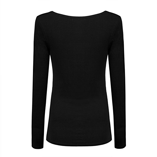 OThread & Co. Women's Long Sleeve T-Shirt Scoop Neck Basic Layer Stretchy Shirts (Medium, Black)