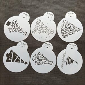 ART Kitchenware 6pcs/set Christmas Tree Cookie Stencil Set for Cakes Sugar Decoration Cookie Mold Reusable Stencils for Painting Beige/Semi-Transparent ST-925S