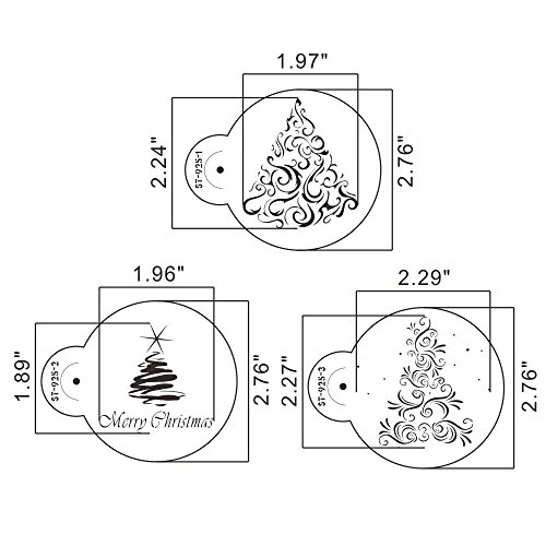 ART Kitchenware 6pcs/set Christmas Tree Cookie Stencil Set for Cakes Sugar Decoration Cookie Mold Reusable Stencils for Painting Beige/Semi-Transparent ST-925S