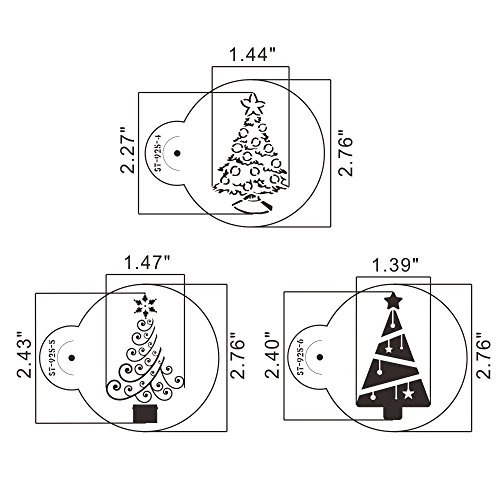 ART Kitchenware 6pcs/set Christmas Tree Cookie Stencil Set for Cakes Sugar Decoration Cookie Mold Reusable Stencils for Painting Beige/Semi-Transparent ST-925S