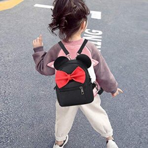 Girls Mini Backpack Purse Mouse Ear Polka-dot Sequin Bow Convertible Backpack to Crossbody Bag for Women (black, W7.5 x H8.7)