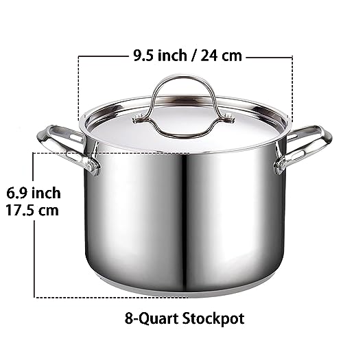 Cooks Standard 8-Quart Classic Stainless Steel Stockpot with Lid, 8-QT, Silver