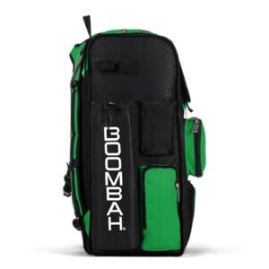 Boombah Superpack Bat Pack -Backpack Version (no wheels) - Holds up to 4 Bats - Black/Kelly Green - For Baseball or Softball