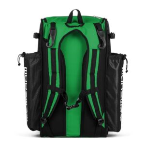 Boombah Superpack Bat Pack -Backpack Version (no wheels) - Holds up to 4 Bats - Black/Kelly Green - For Baseball or Softball