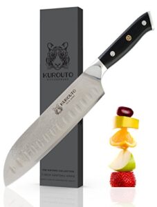 7-inch vg10 santoku- 66 layers of high carbon damscus stainless steel cladding—kintaro series—kurouto kitchenware