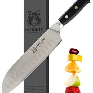 7-inch VG10 Santoku- 66 layers of High Carbon Damscus Stainless Steel Cladding—Kintaro Series—Kurouto Kitchenware