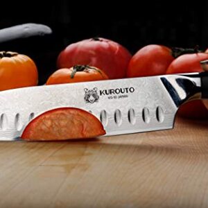 7-inch VG10 Santoku- 66 layers of High Carbon Damscus Stainless Steel Cladding—Kintaro Series—Kurouto Kitchenware