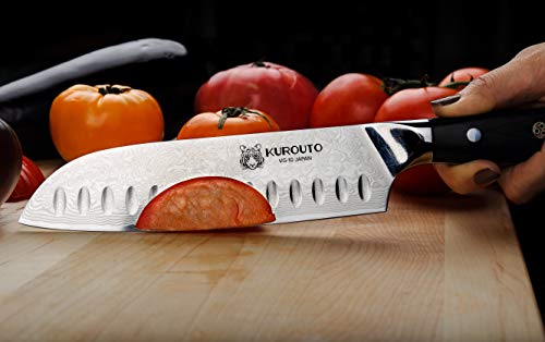 7-inch VG10 Santoku- 66 layers of High Carbon Damscus Stainless Steel Cladding—Kintaro Series—Kurouto Kitchenware