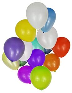 set of 100 black duck brand balloons – 12 inch latex/rubber– assorted colors red-blue-green-purple-orange-yellow-white balloons