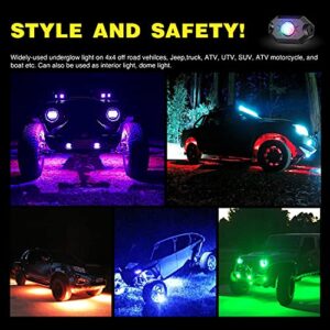 Nilight RGB LED Rock Lights Kit, 4 pods Underglow Multicolor Neon Light Pod with Bluetooth App Control Flashing Music Mode Wheel Well Light for Truck ATV UTV RZR SUV