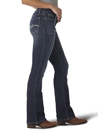 Wrangler Women's Western Mid Rise Stretch Boot Cut Jean, Navy, 0W x 32L