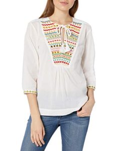 trina turk women's renzo zig zag embroidered top, white wash, s