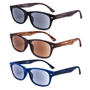 eyeguard 3 pack unisex classic of style sunglasses readers outdoor reading glasses for men and women 1.50- not bifocals