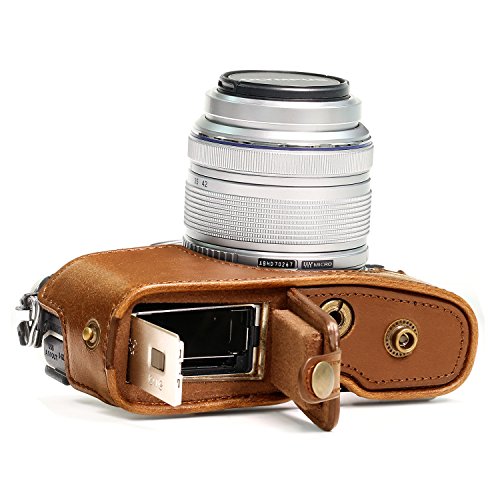 Megagear Olympus Pen E-Pl8 Ever Ready Leather Camera Case And Strap, With Battery Access - Light Brown - MG919