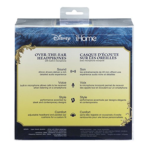 Disney’s Beauty and the Beast Over Ear Headphones with Award-Winning iHome Sound -Best Over Ear Headphones with Mic & Answer Call Button by eKids