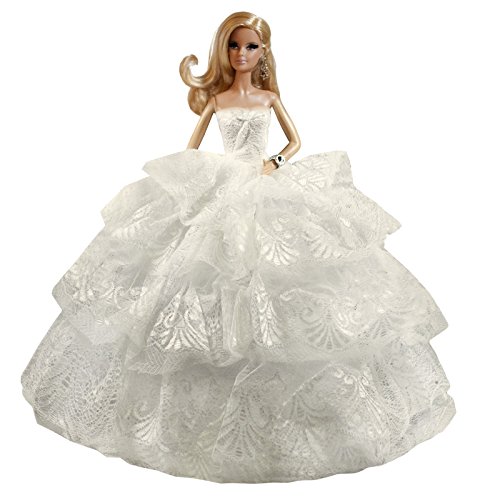 Peregrine White Romantic Ball Gown Strapless Layers of Organza White Dress for 11.5 inches Dolls