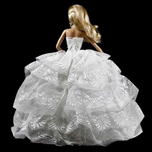 Peregrine White Romantic Ball Gown Strapless Layers of Organza White Dress for 11.5 inches Dolls