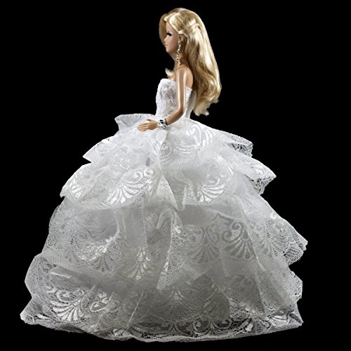 Peregrine White Romantic Ball Gown Strapless Layers of Organza White Dress for 11.5 inches Dolls