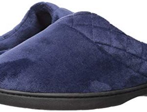 Dearfoams Women's Indoor/Outdoor Memory Foam Darcy Microfiber Velour Clog, Wide Widths Slipper, Peacoat, Medium