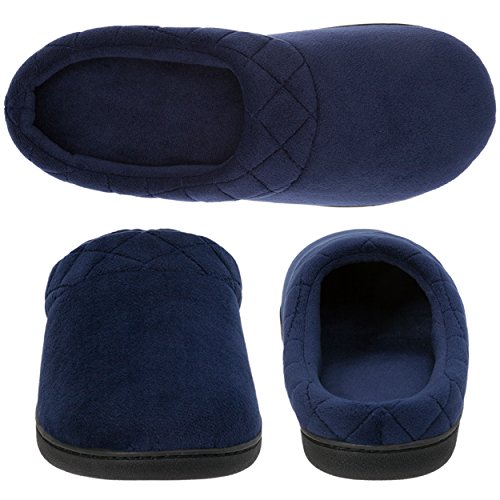 Dearfoams Women's Indoor/Outdoor Memory Foam Darcy Microfiber Velour Clog, Wide Widths Slipper, Peacoat, Medium