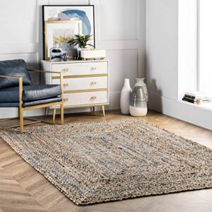 nuloom eliz braided denim and jute area rug, 4x6, blue