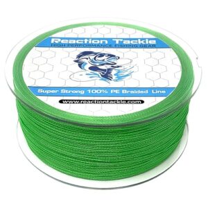 reaction tackle braided fishing line hi vis green 20lb 150yd