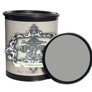 ALL-IN-ONE Paint. Durable cabinet and furniture paint. Built in primer and top coat, no sanding needed. Cobblestone (Gray), 32 Fl Oz Quart