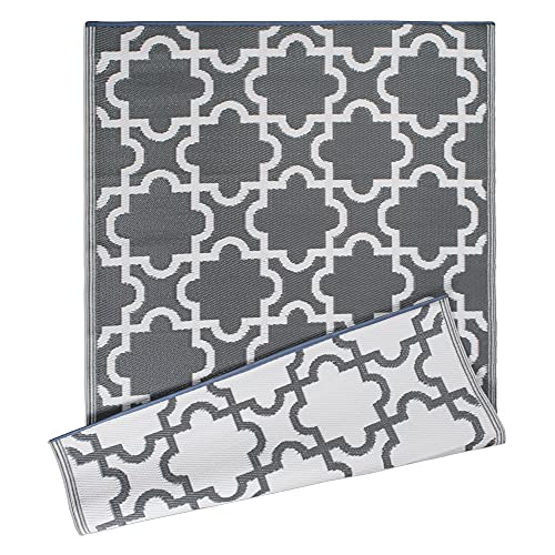 DII Reversible Outdoor Lattice Woven Rug, 4x6 Ft, Gray