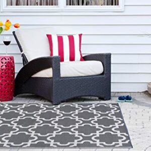 DII Reversible Outdoor Lattice Woven Rug, 4x6 Ft, Gray