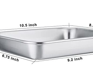 TeamFar Lasagna Pan, Stainless Steel Rectangular Cake Brownie Pan Casserole Baking Dish, 10.5’’ x 8’’ x 1.7’’ Compact for Toaster Oven, Non Toxic & Healthy, Brushed Finish & Easy Clean-Dishwasher Safe