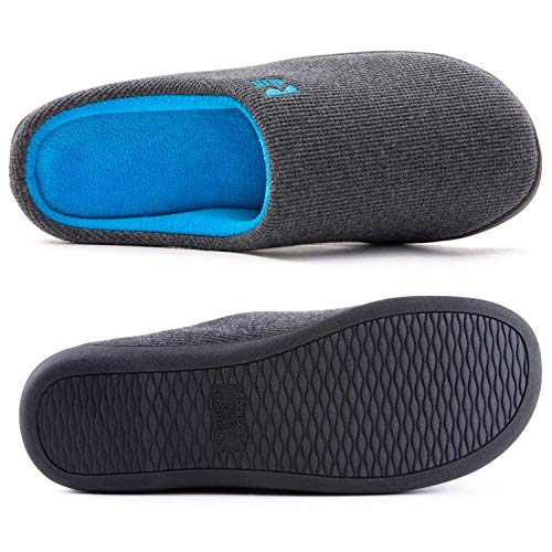 RockDove Men's Original Two-Tone Memory Foam Slipper, Size 13-14 US Men, Dark Grey/Blue