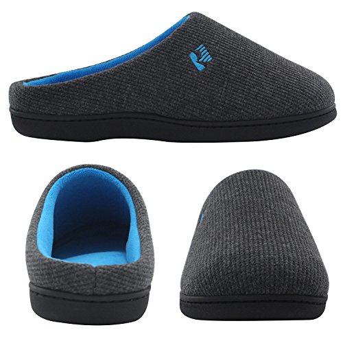 RockDove Men's Original Two-Tone Memory Foam Slipper, Size 13-14 US Men, Dark Grey/Blue