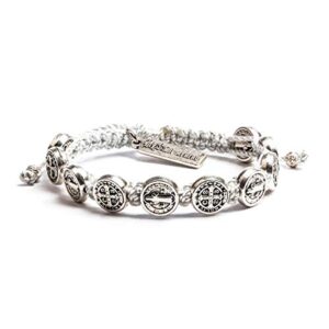 my saint my hero benedictine blessing bracelet - silver/silver