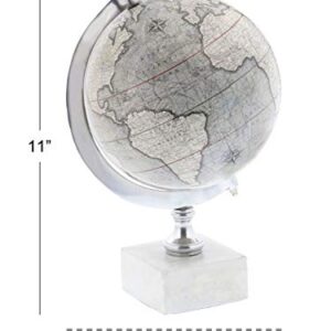 Deco 79 Marble Globe with Marble Base, 7" x 7" x 11", White