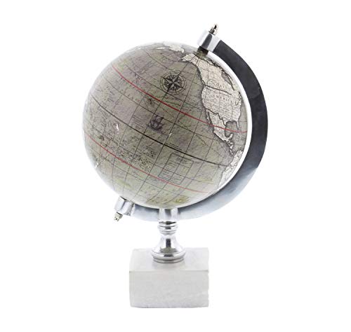 Deco 79 Marble Globe with Marble Base, 7" x 7" x 11", White