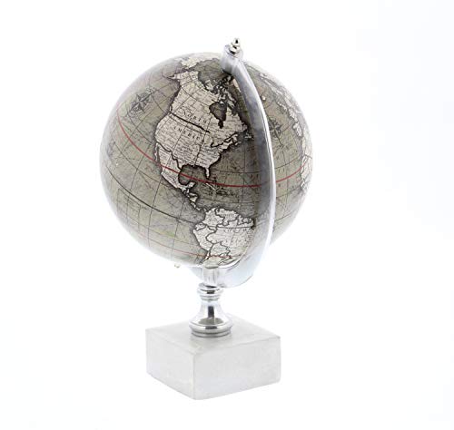 Deco 79 Marble Globe with Marble Base, 7" x 7" x 11", White