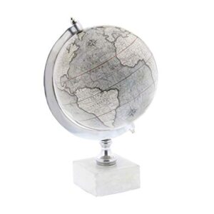 Deco 79 Marble Globe with Marble Base, 7" x 7" x 11", White