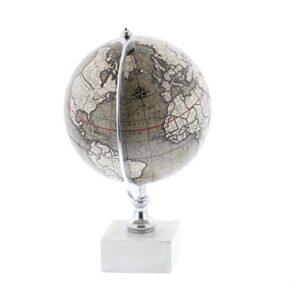 Deco 79 Marble Globe with Marble Base, 7" x 7" x 11", White