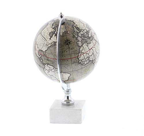 Deco 79 Marble Globe with Marble Base, 7" x 7" x 11", White