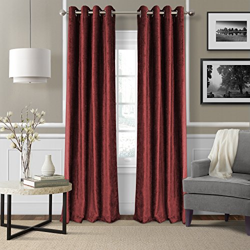 Elrene Home Fashions Victoria Velvet Room Darkening Window Curtain, 52" x 84" (1 Panel), Red